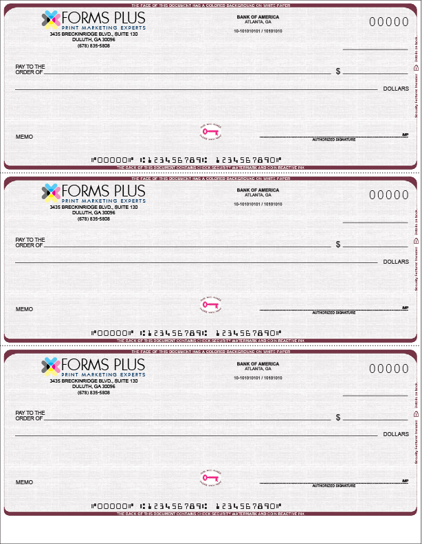 3 to a Page Checks With Lines